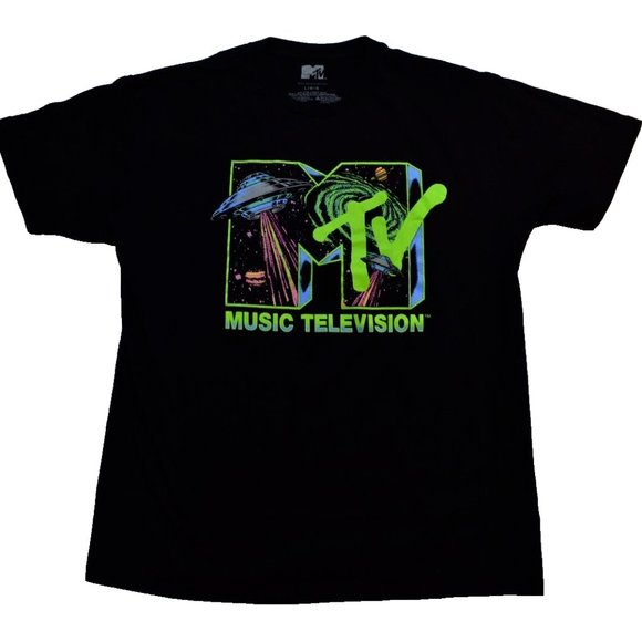 MTV | Shirts | Mtv Mens Music Television Space Graphic Black Shirt New ...
